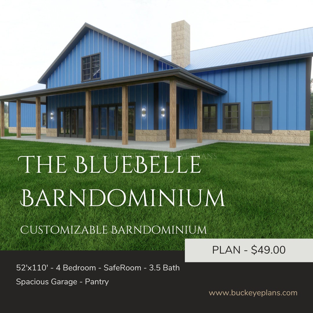 The Bluebelle Barndominium Plans With Elevations - Etsy UK