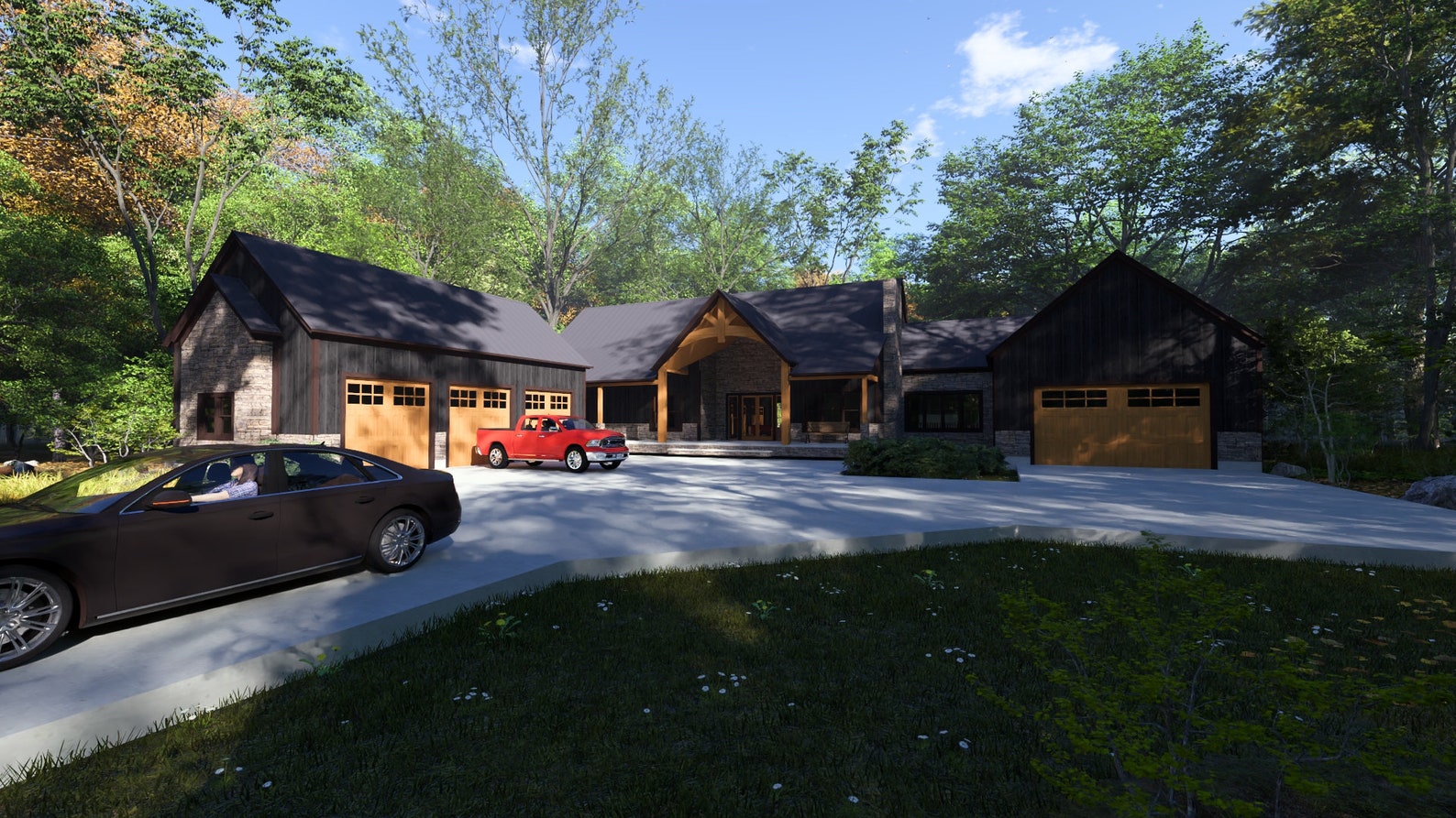 Brookstone Manor House Plan - Spacious Multi-level Home Design With ...