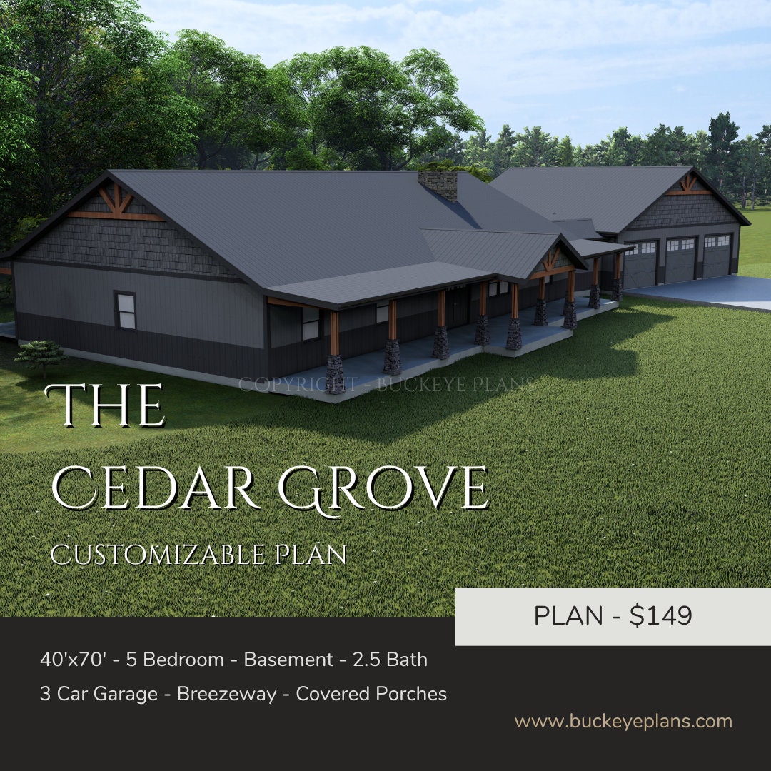 The Cedar Grove 5 Bedroom Barndominium With Basement FULL Plans Floor ...