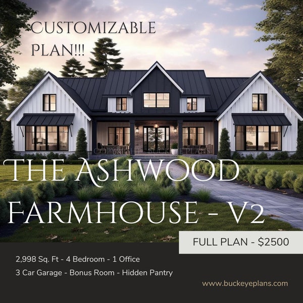 Modern Farmhouse Plans - Etsy