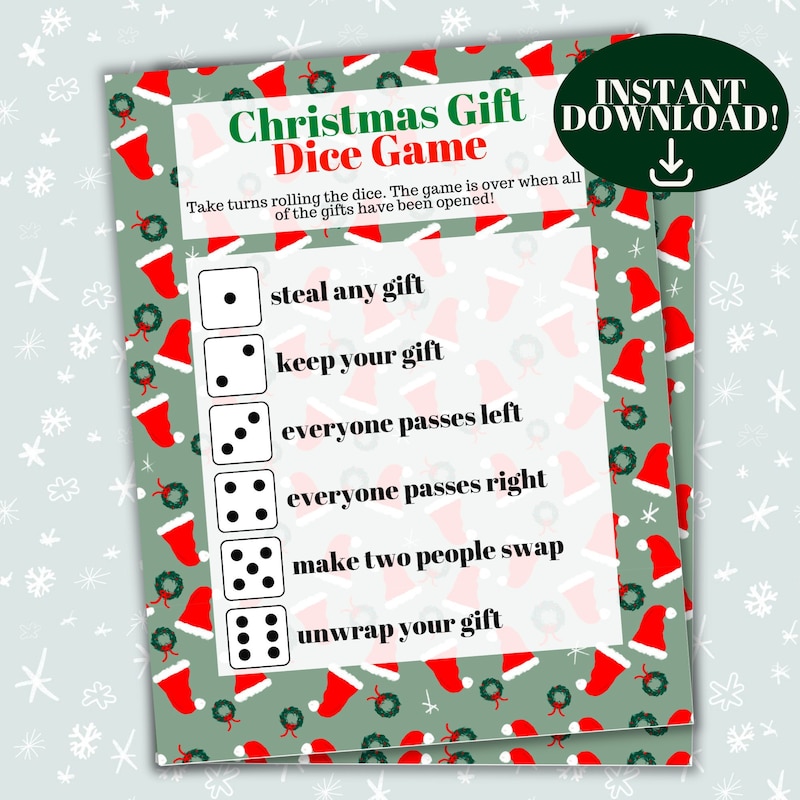 Secret Santa Dice Game - Etsy