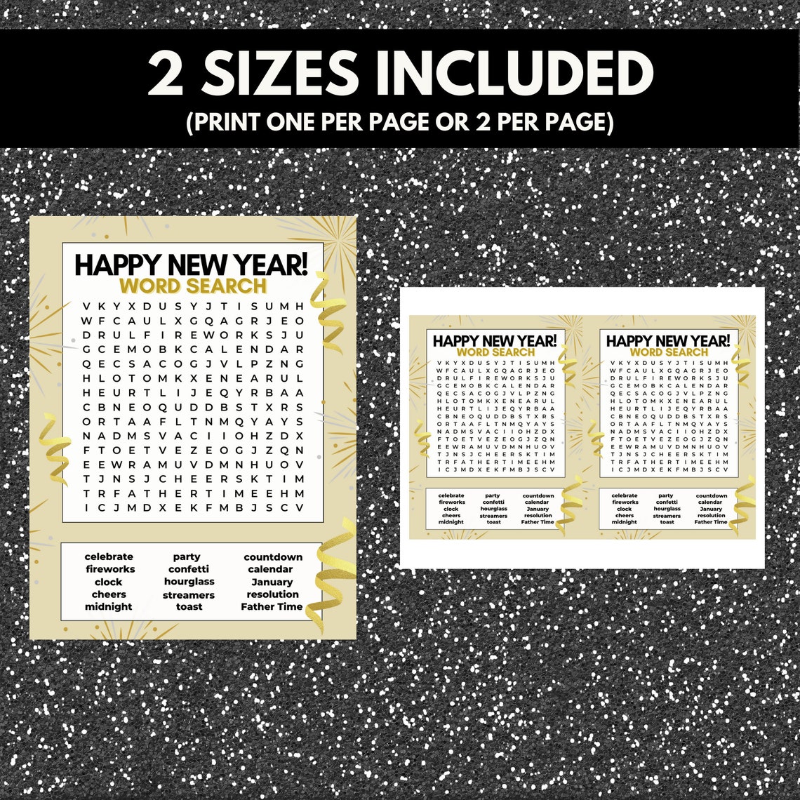 New Year's Eve Word Search Printable, Instant Download, New Year's ...