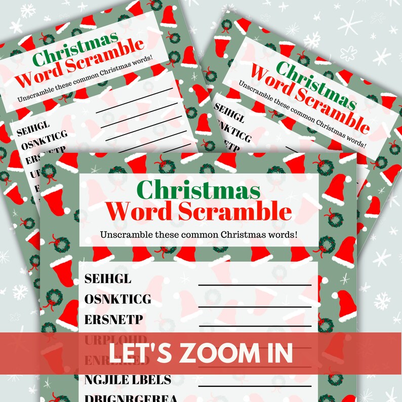 Christmas Word Scramble Printable Download, Digital Download ...