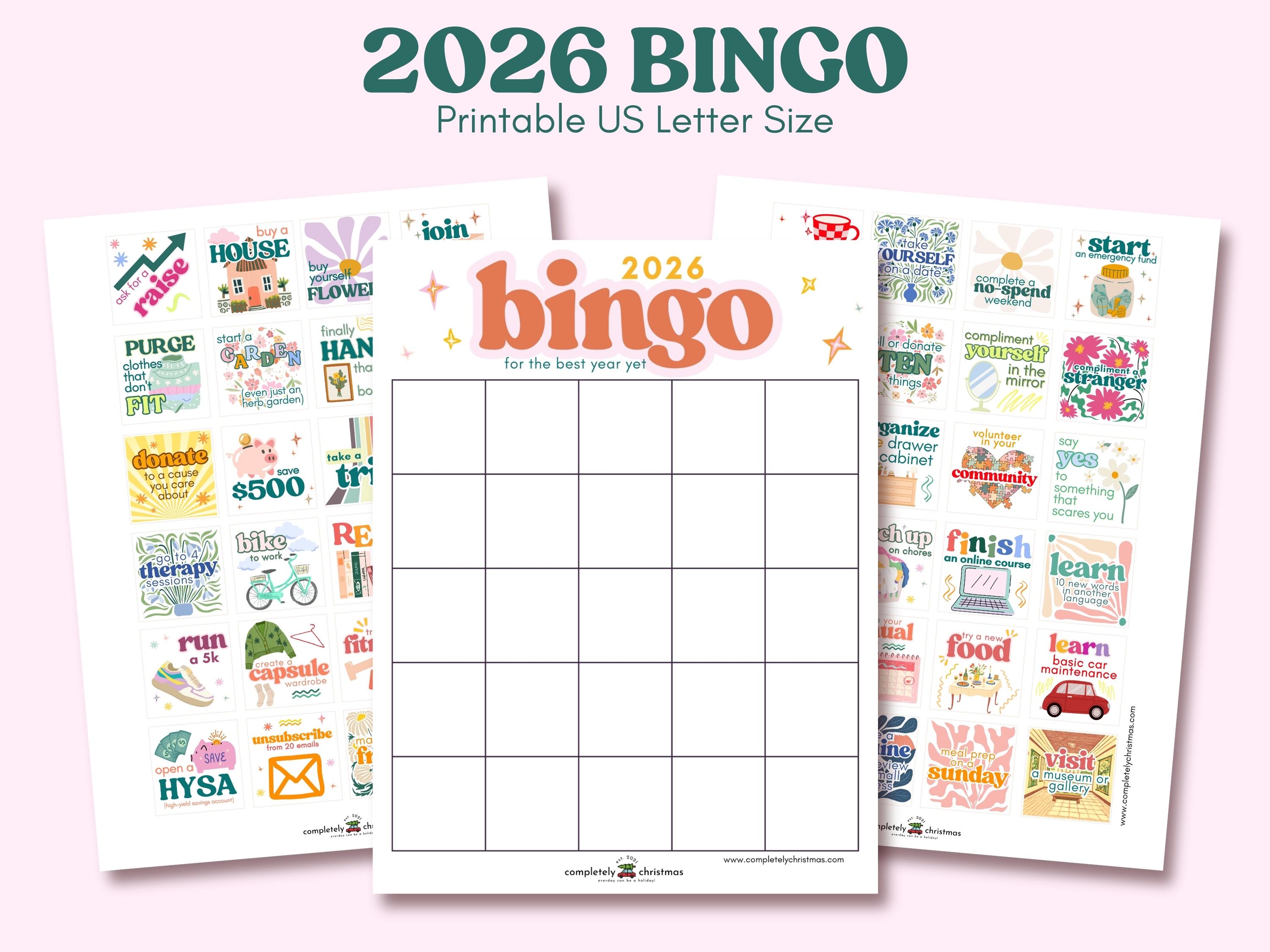 2026 Goal Setting Bingo Printable | Resolution Tracker Vision Board ...