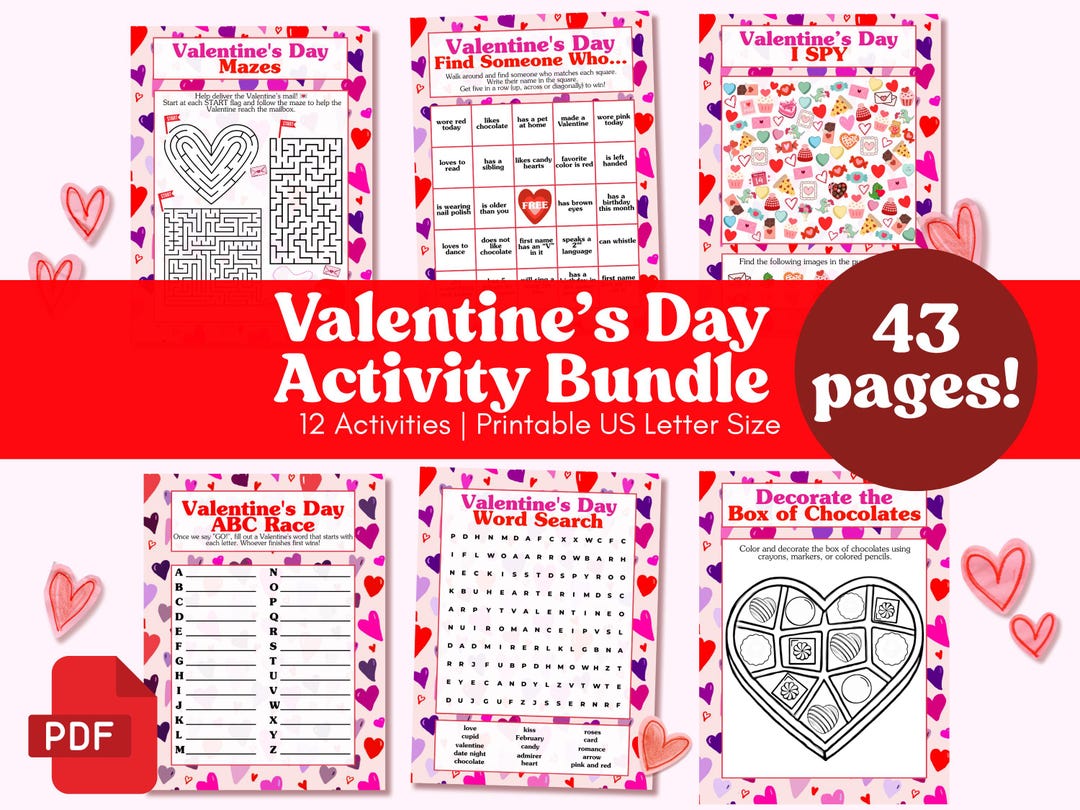 Valentine's Day Activity Bundle, Games and Puzzles (digital Download ...