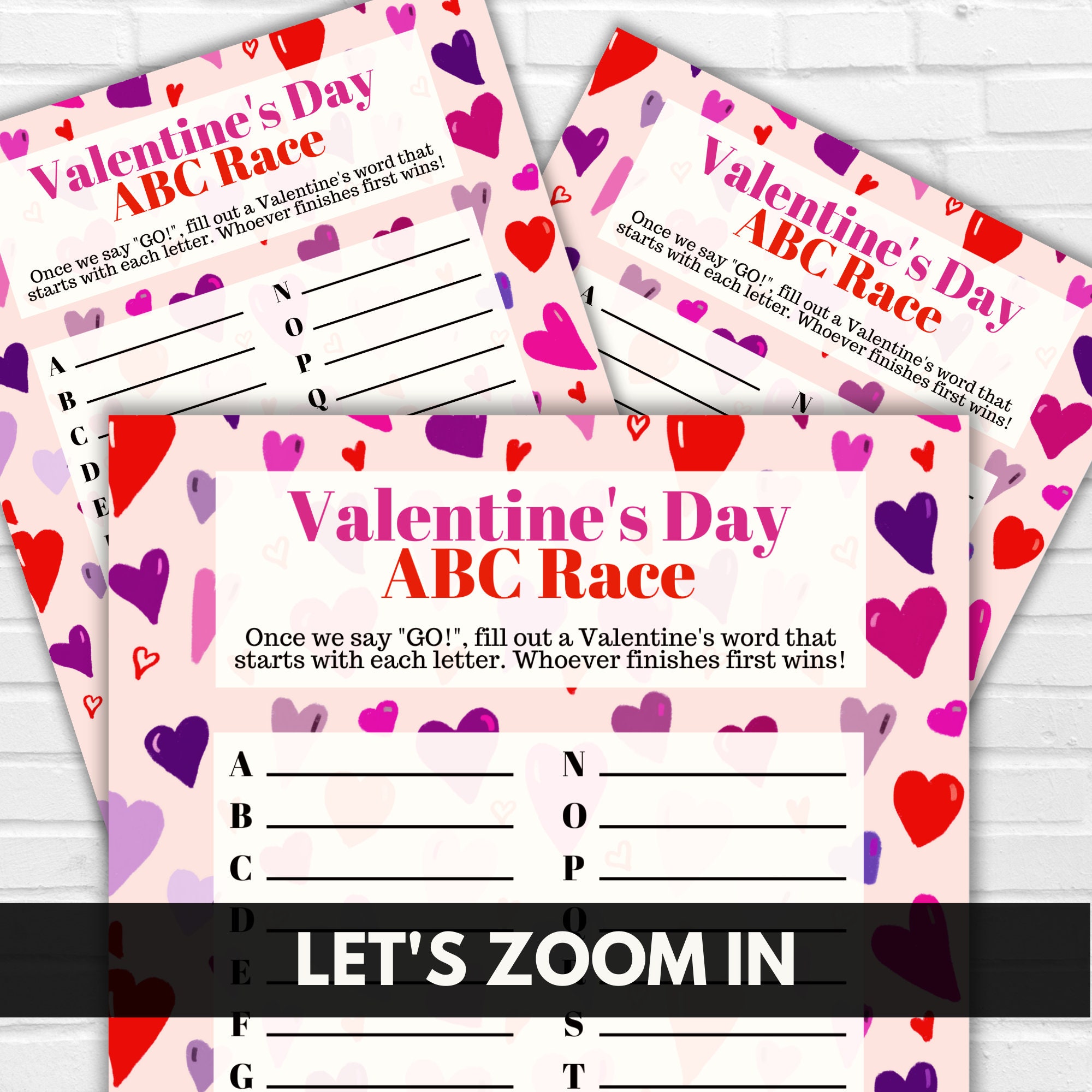 Valentine's Day ABC Race Printable, Digital Download, A-Z Race ...