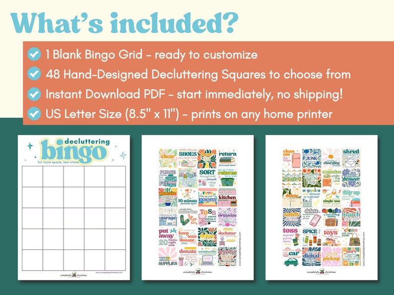 Decluttering Bingo Printable | Home Organization Challenge | Clean ...