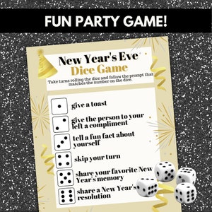 New Year's Eve Dice Game Printable, Instant Download, New Year's ...