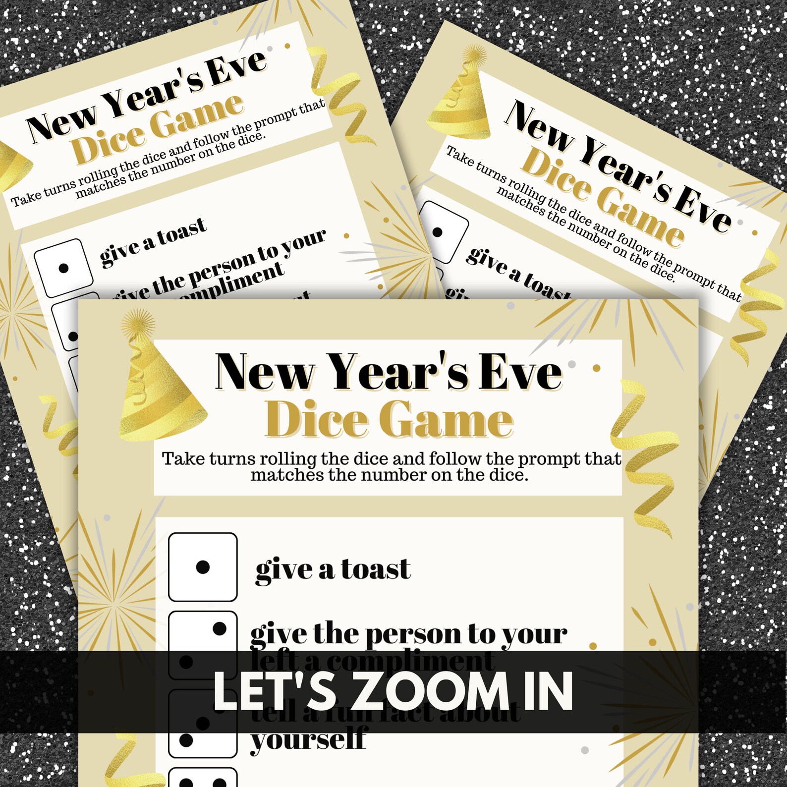 New Year's Eve Dice Game Printable, Instant Download, New Year's ...