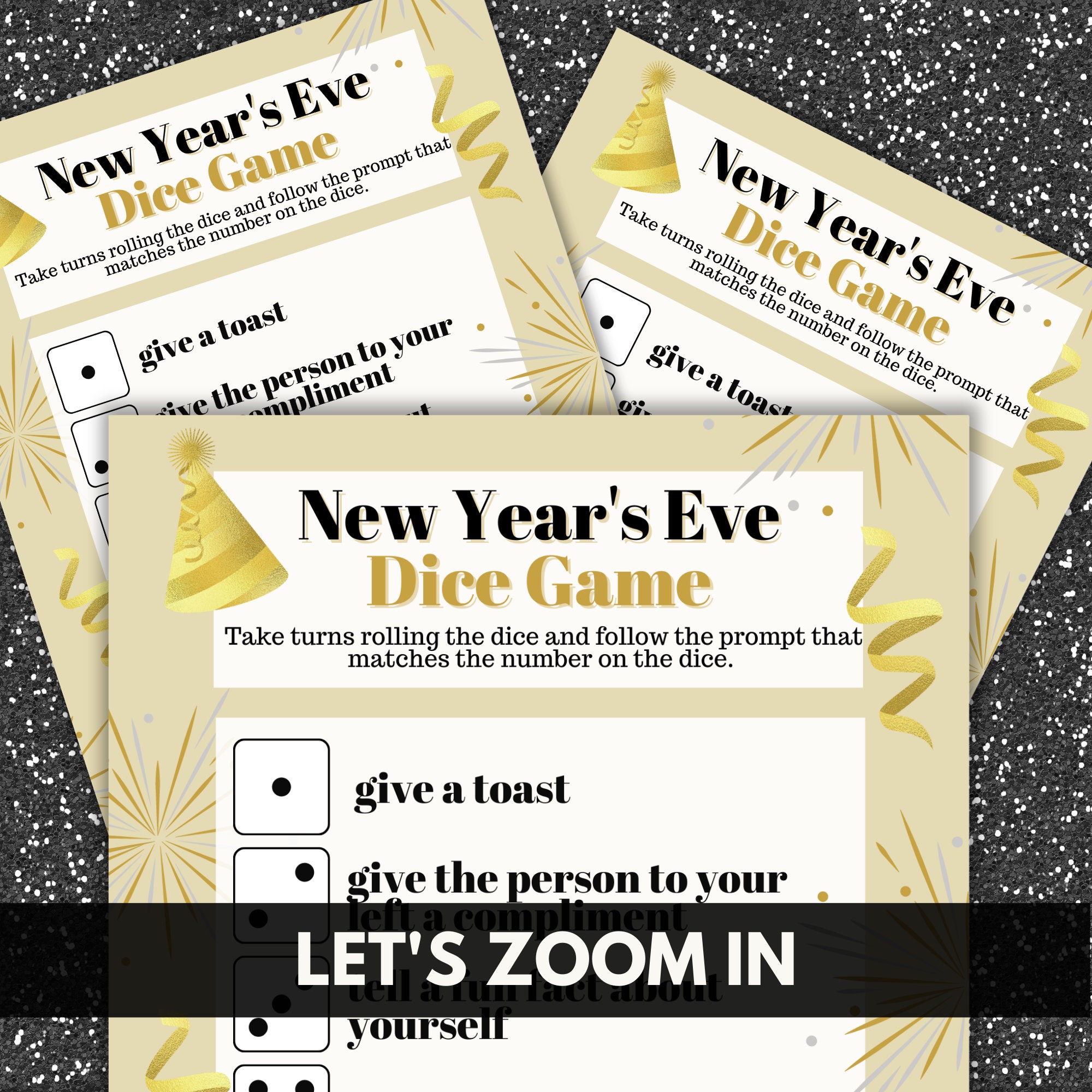 New Year's Eve Dice Game Printable, Instant Download, New Year's ...