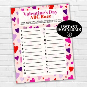 Valentine's Day ABC Race Printable, Digital Download, A-Z Race ...