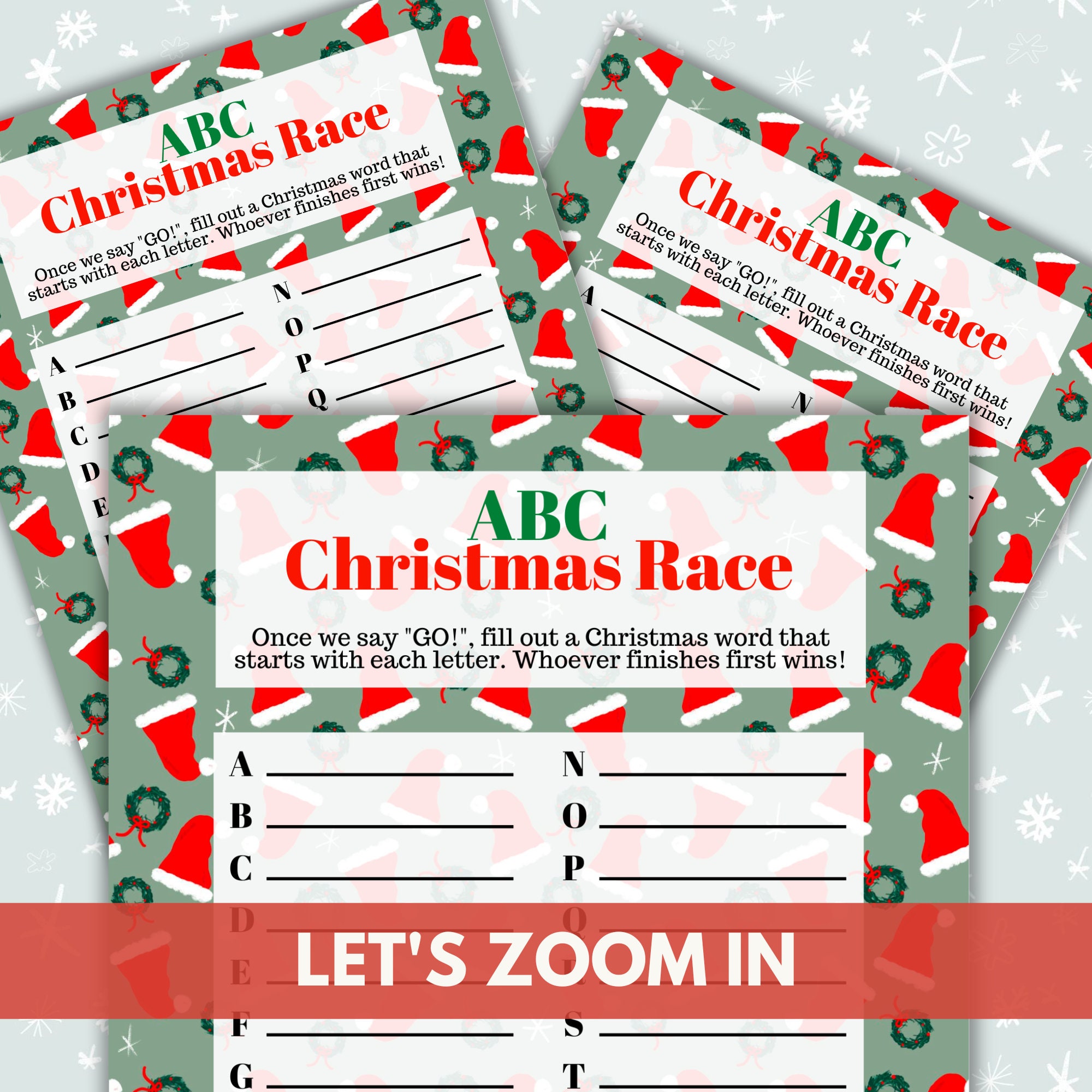 ABC Christmas Race Printable - Instant Download, Printable Christmas ...