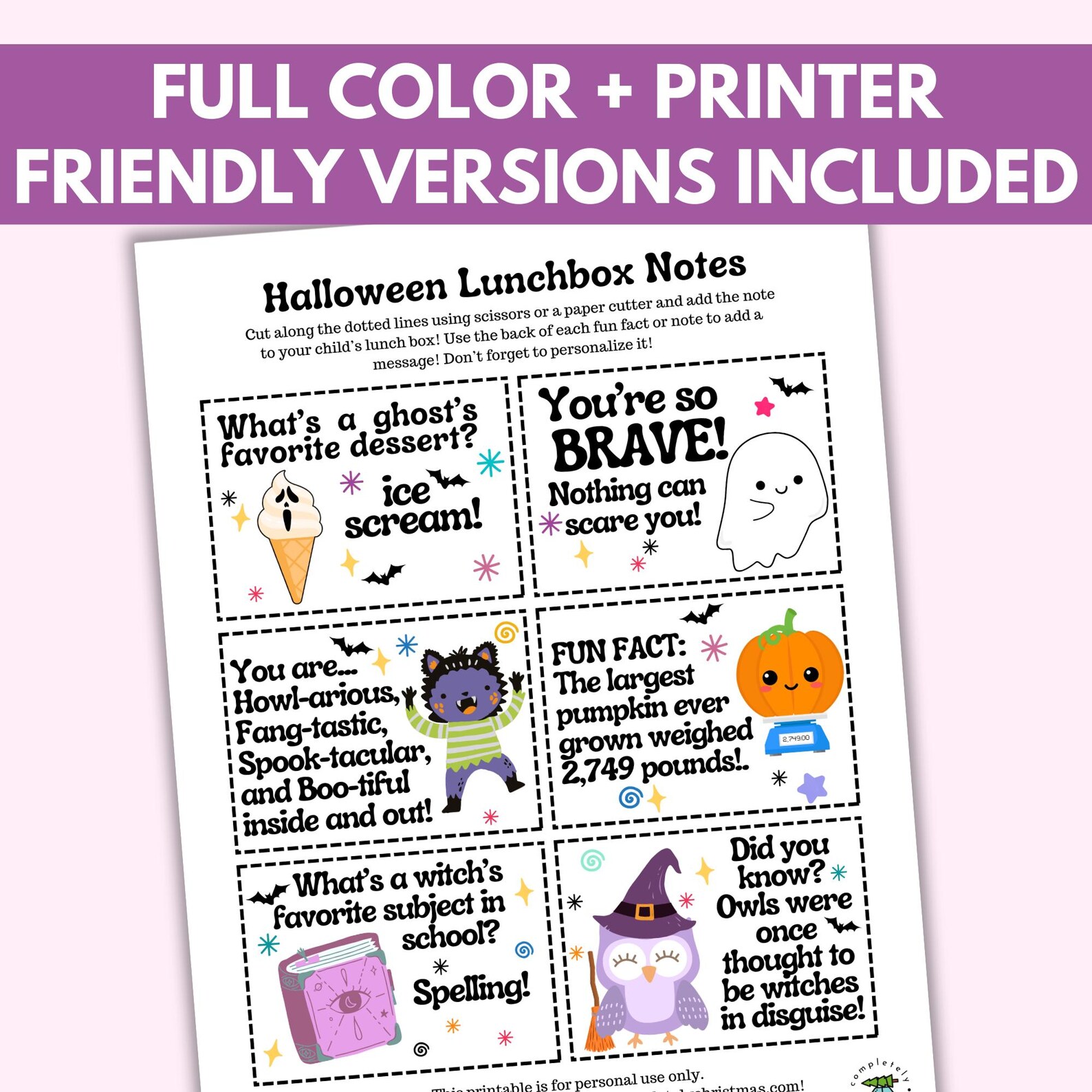 Halloween Lunchbox Notes Printable, Kids Lunch, Kids Printable, School ...