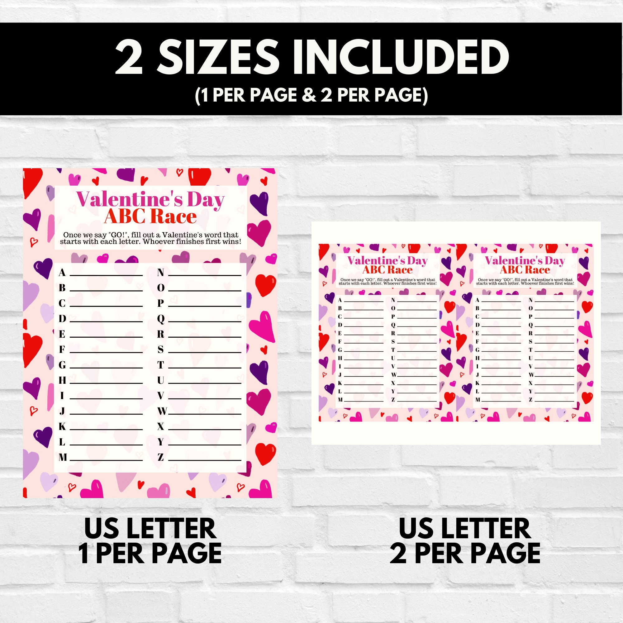 Valentine's Day ABC Race Printable, Digital Download, A-Z Race ...