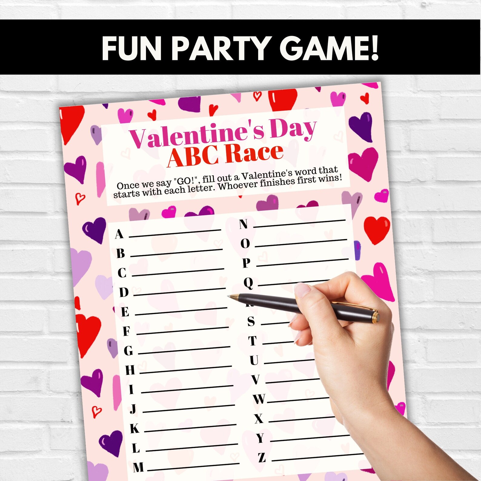 Valentine's Day ABC Race Printable, Digital Download, A-Z Race ...