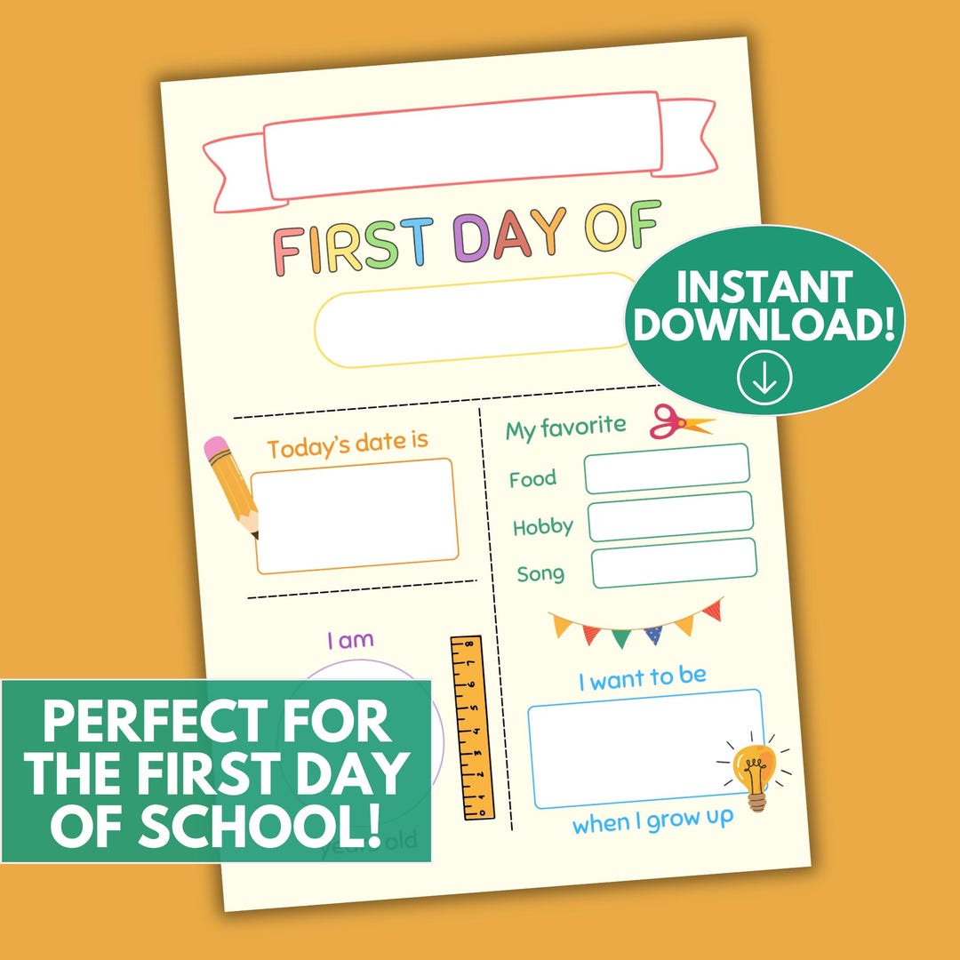 Back to School Sign Printable | First Day of School, Kids Activity ...