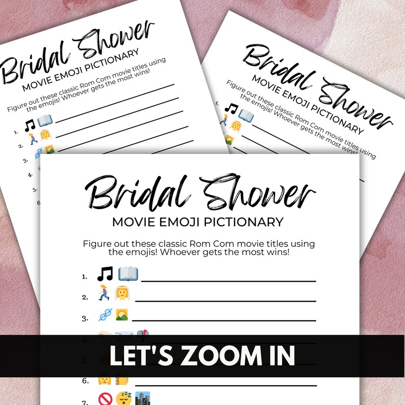 Minimalist Bridal Shower Emoji Pictionary Game Printable, Instant ...