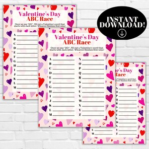 Valentine's Day ABC Race Printable, Digital Download, A-Z Race ...