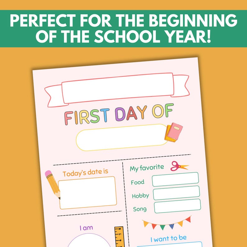 Back to School Sign Printable | First Day of School, Kids Activity ...