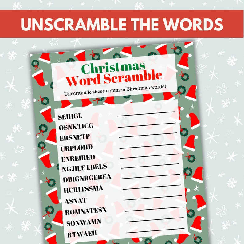 Christmas Word Scramble, Family Activity (digital Download) - Etsy
