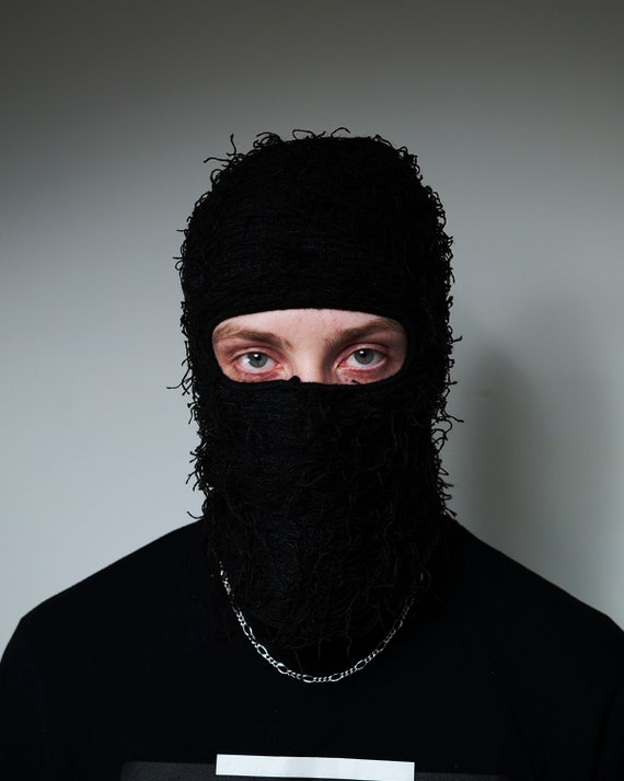 Distressy Black Balaclava Black Distressed Ski Mask Yeat, 57% OFF