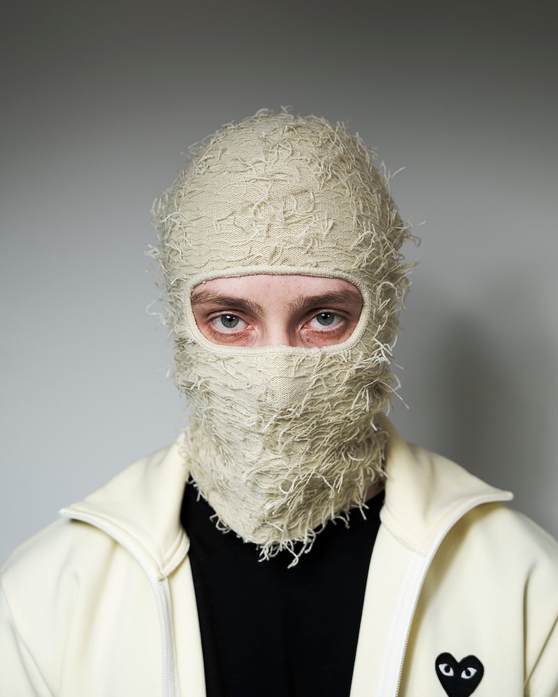 Distressy Black Balaclava Black Distressed Ski Mask Yeat Inspired ...