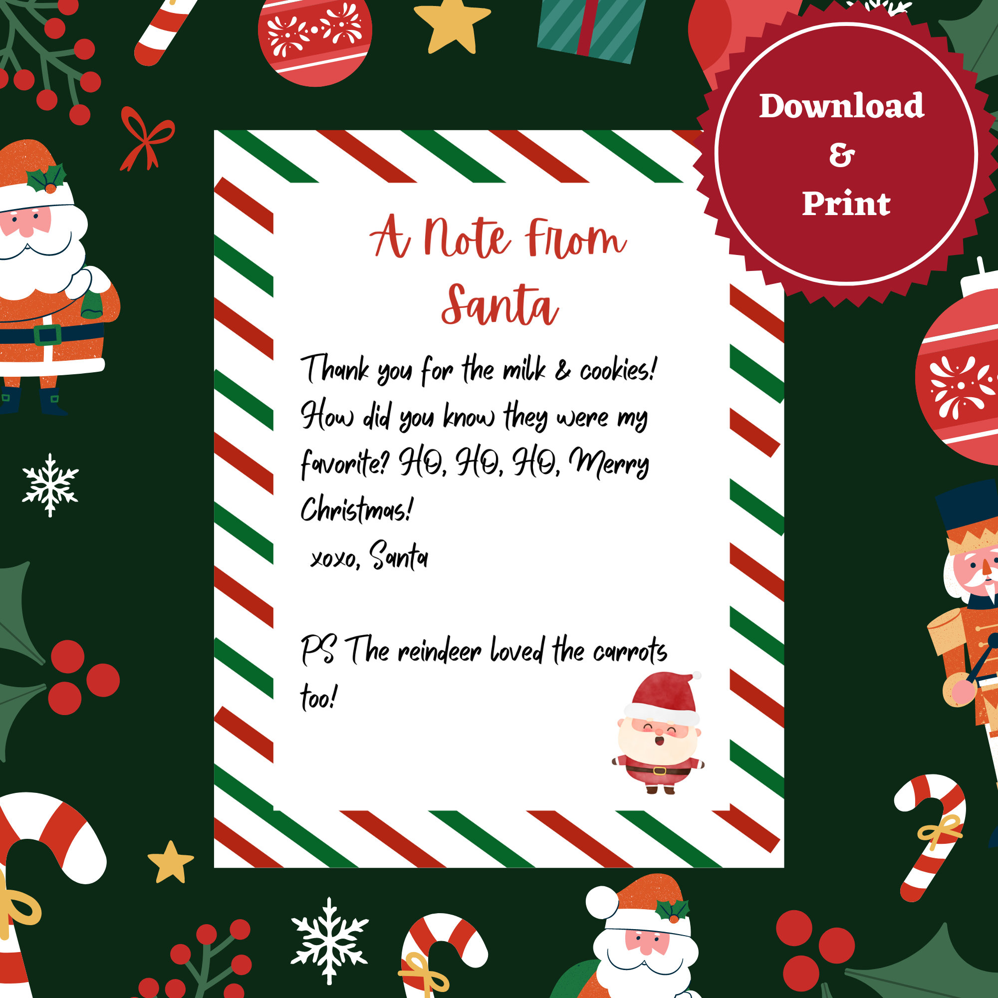 Thank You Note From Santa! Thank You for the Milk & Cookies. Instantly ...