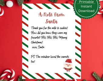 Thank You Note From Santa! Thank You for the Milk & Cookies. Instantly ...