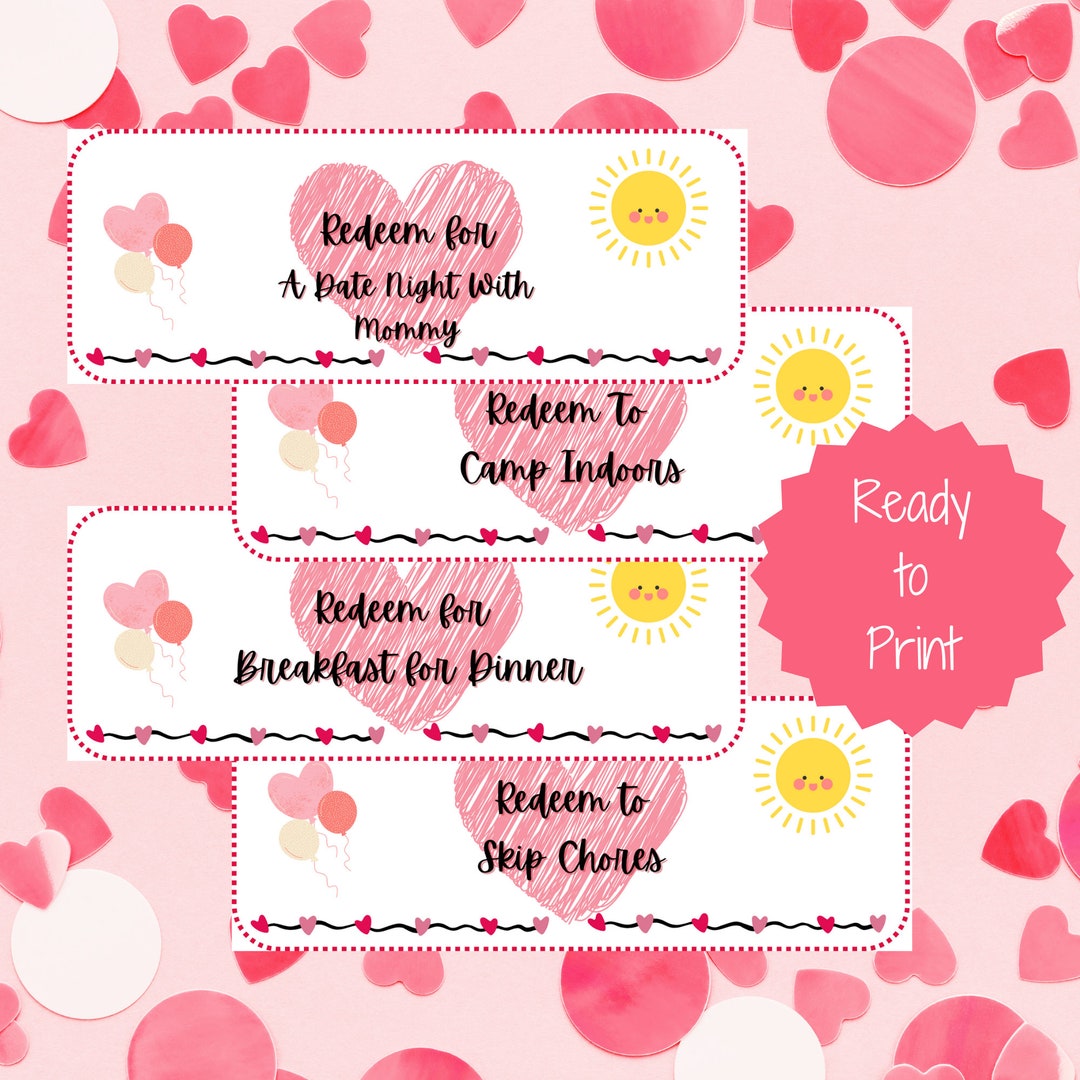 READY TO PRINT Kids Valentine Coupons/valentine's Day Coupons/printable ...