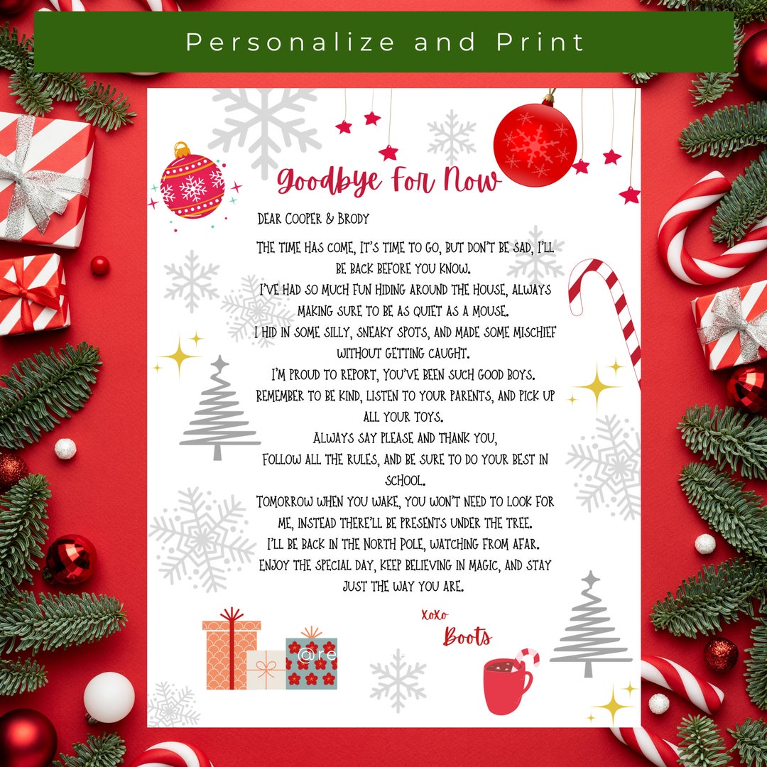 Goodbye Elf Letter/editable Goodbye Elf Letter/personalized Elf Note ...