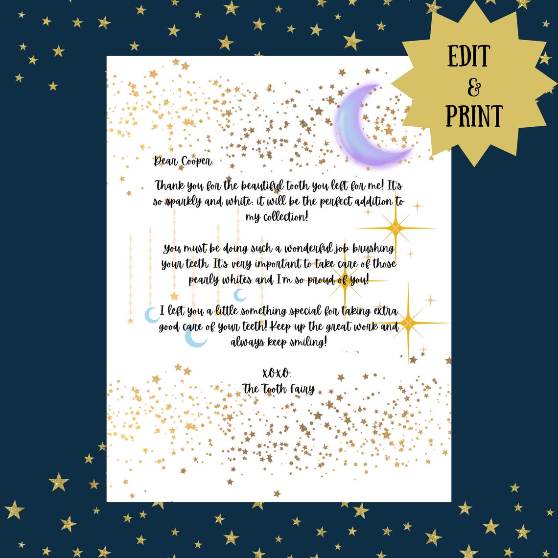 EDITABLE TOOTH FAIRY Letter. Printable Tooth Fairy Letter.printable ...