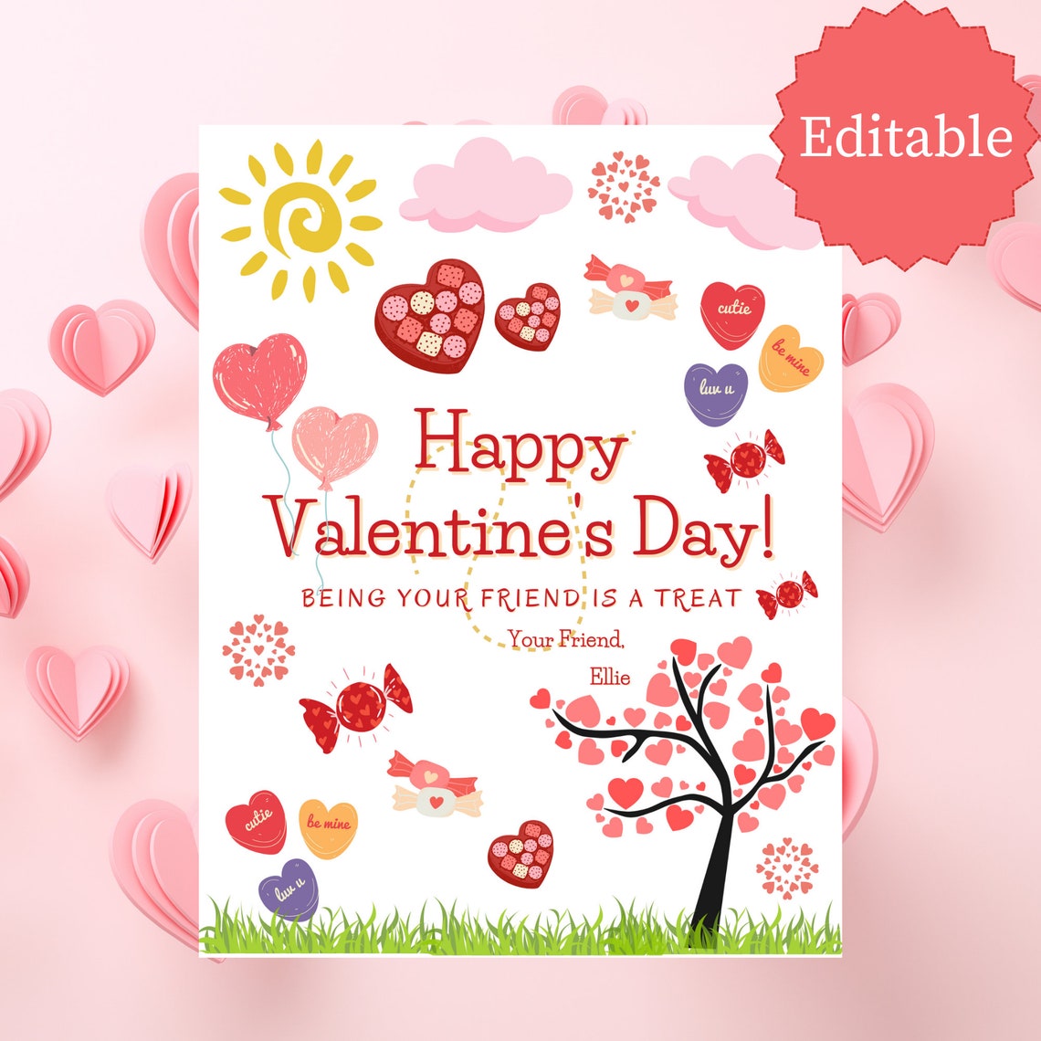 Editable Valentine's Cards. Printable, Personalized Valentine's Day ...