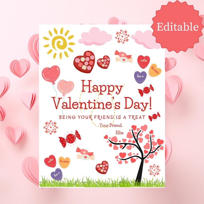 Editable Valentine's Cards. Printable, Personalized Valentine's Day ...