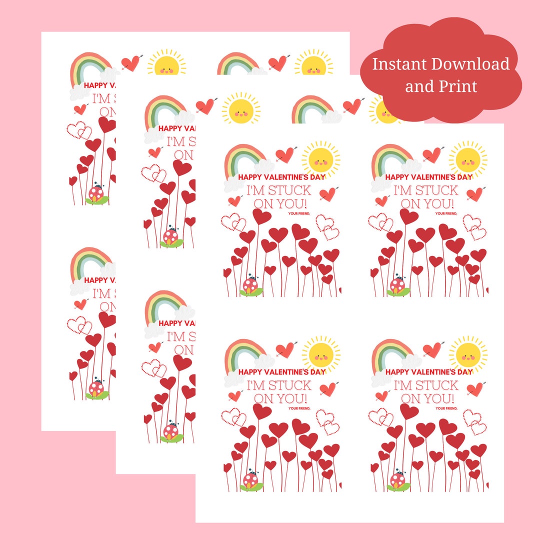 Printable Kids Valentine's Day Exchange/sticker Valentine's Day Cards ...