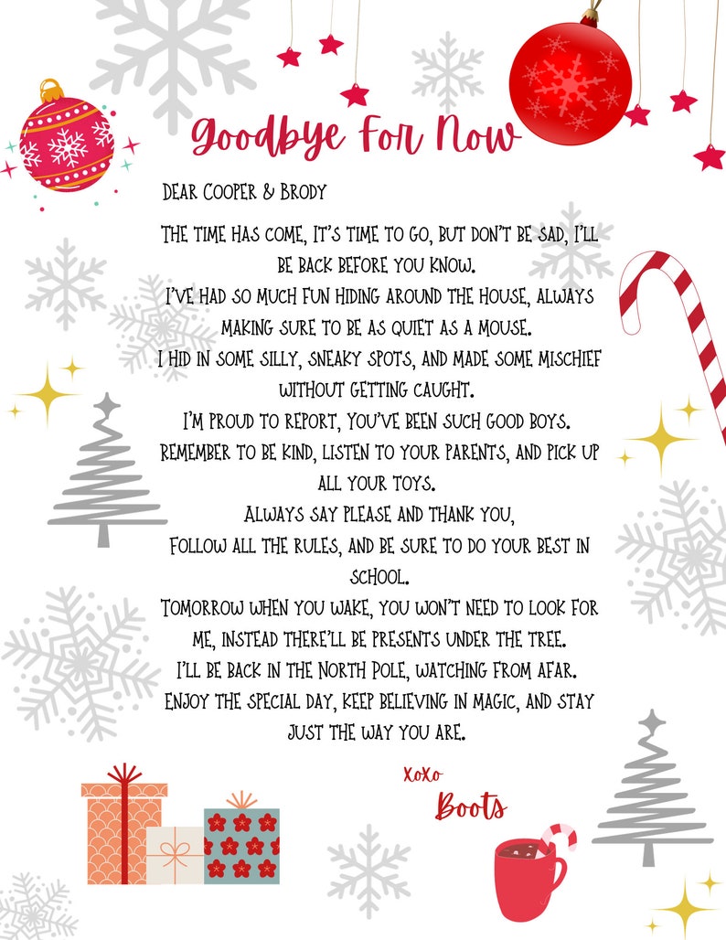 Goodbye Elf Letter/editable Goodbye Elf Letter/personalized Elf Note ...