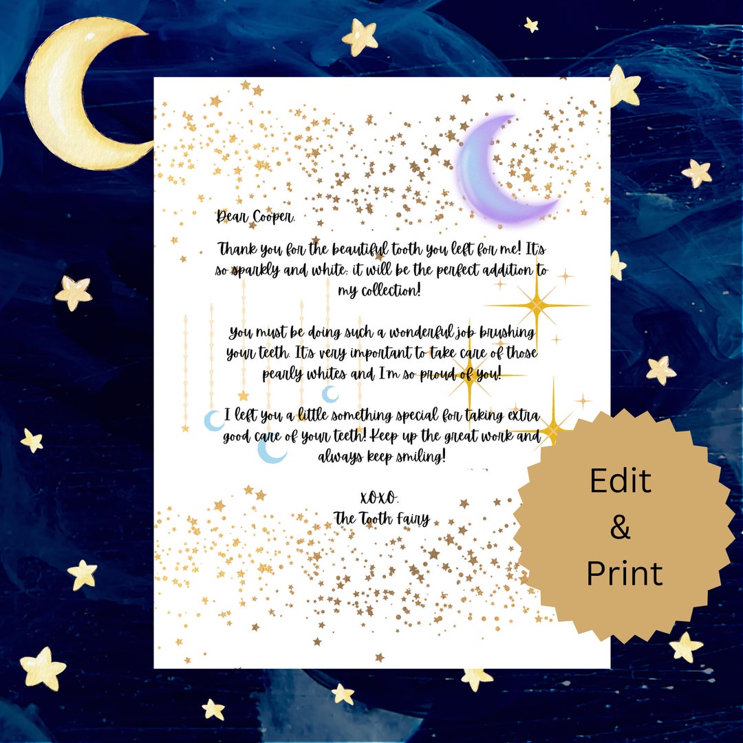 EDITABLE TOOTH FAIRY Letter. Printable Tooth Fairy Letter.printable ...