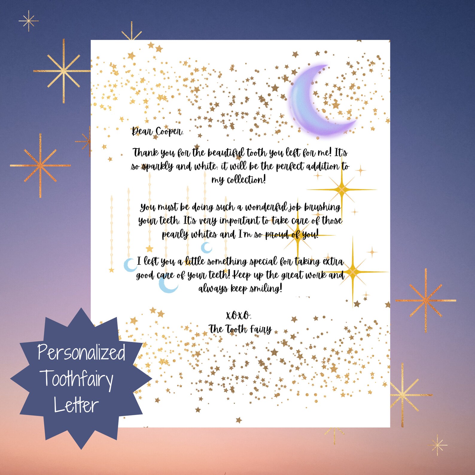 EDITABLE TOOTH FAIRY Letter. Printable Tooth Fairy Letter.printable ...