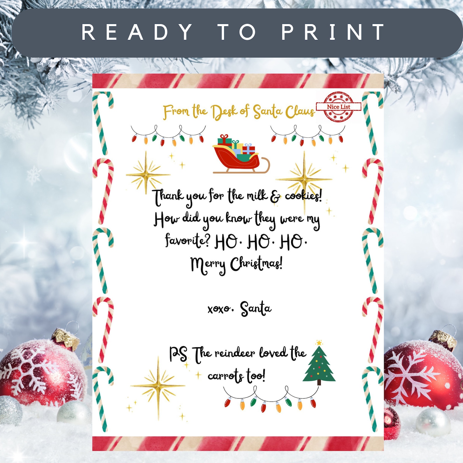 Thank You Note From Santa! Thank You for the Milk & Cookies. Instantly ...