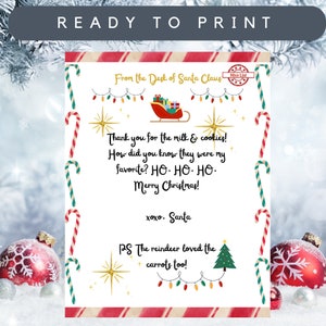 Thank You Note From Santa for Cookies - Etsy