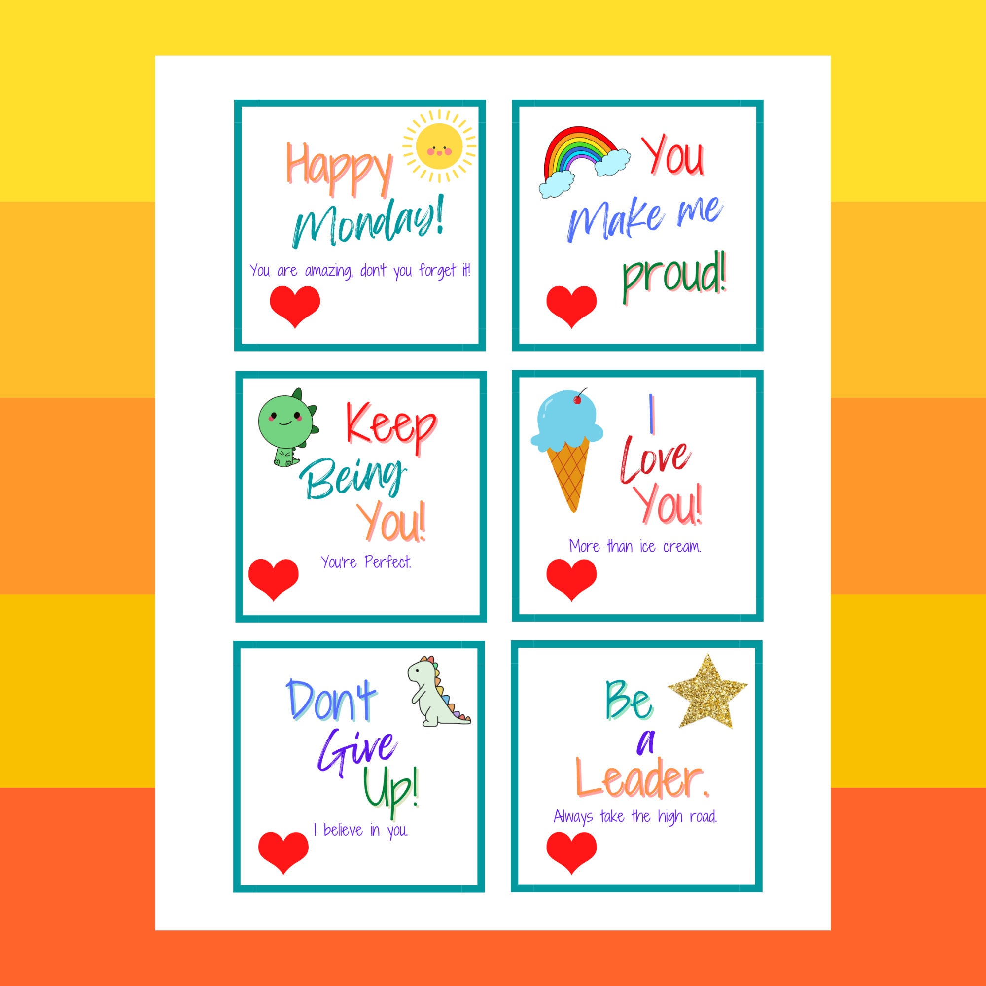 LUNCH BOX Notes/printable/36 Kids Lunch Box Notes/inspirational Lunch ...