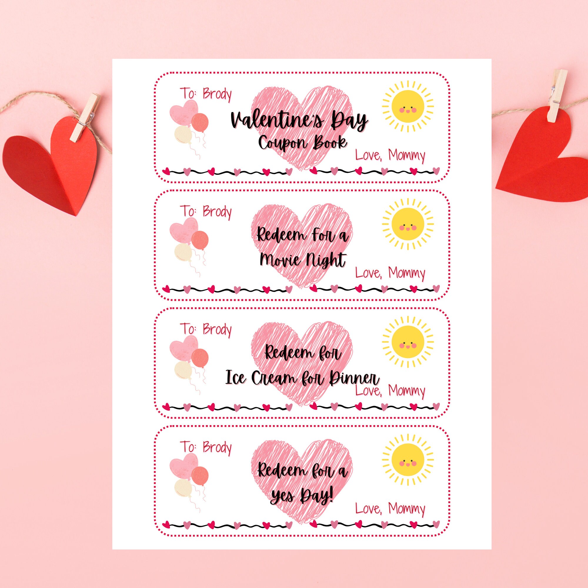 EDITABLE Kids Valentine Coupons/valentine's Day Coupons/printable ...