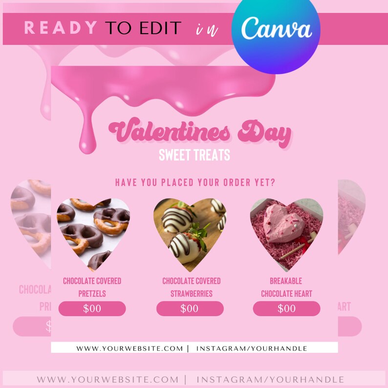 Editable Valentine's Day Sweet Treats Flyer, Dessert Flyer, Social ...