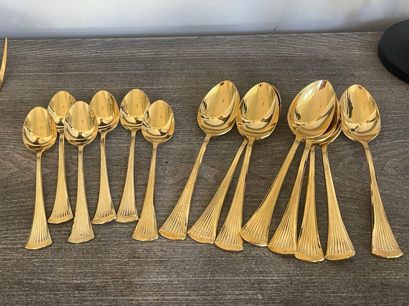 Set of 38 Vintage International LYON Gold Plated Stainless Flatware ...