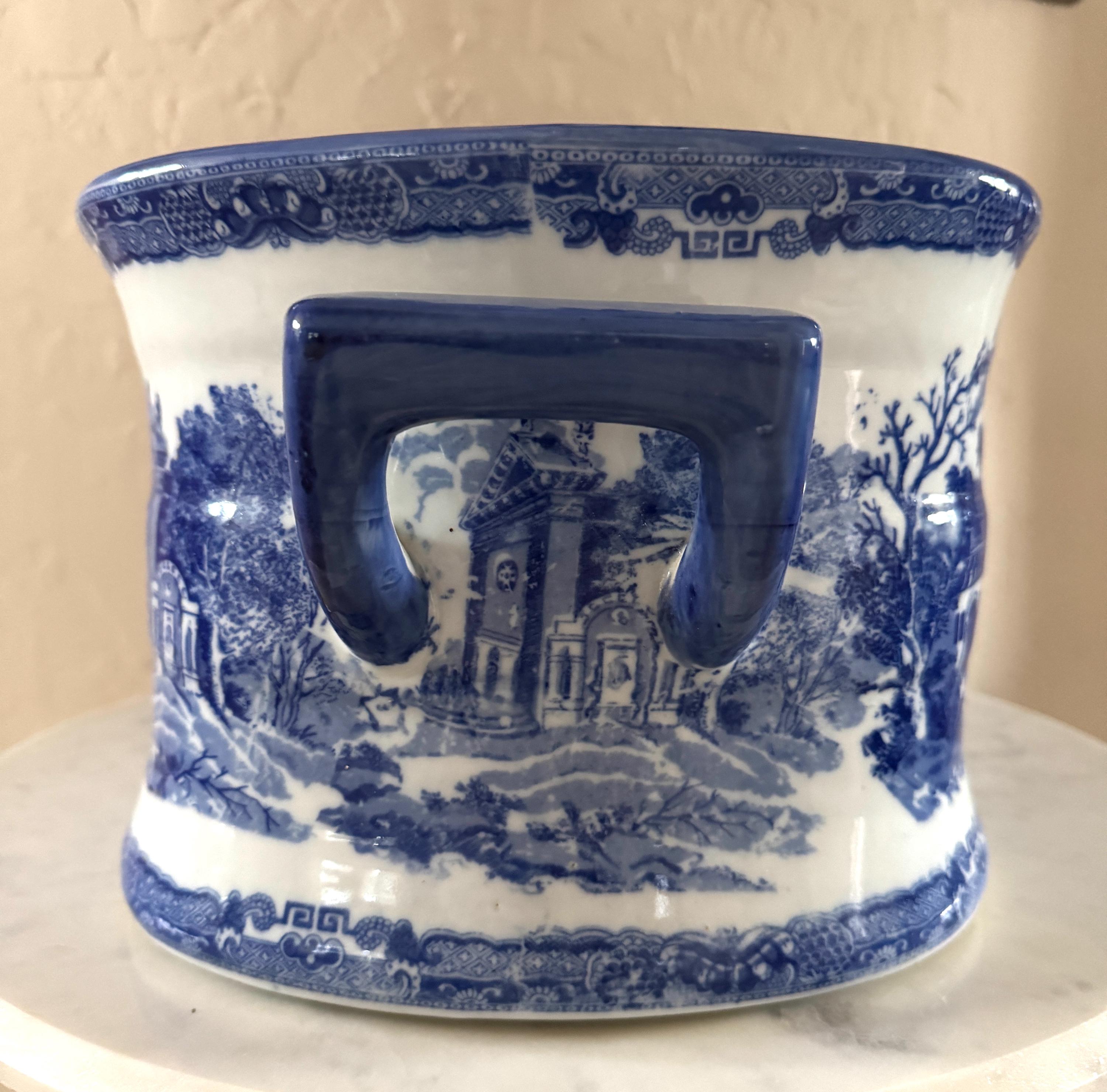 Choice of Blue White Chinoiserie or Farm Animals Design Porcelain Foot ...