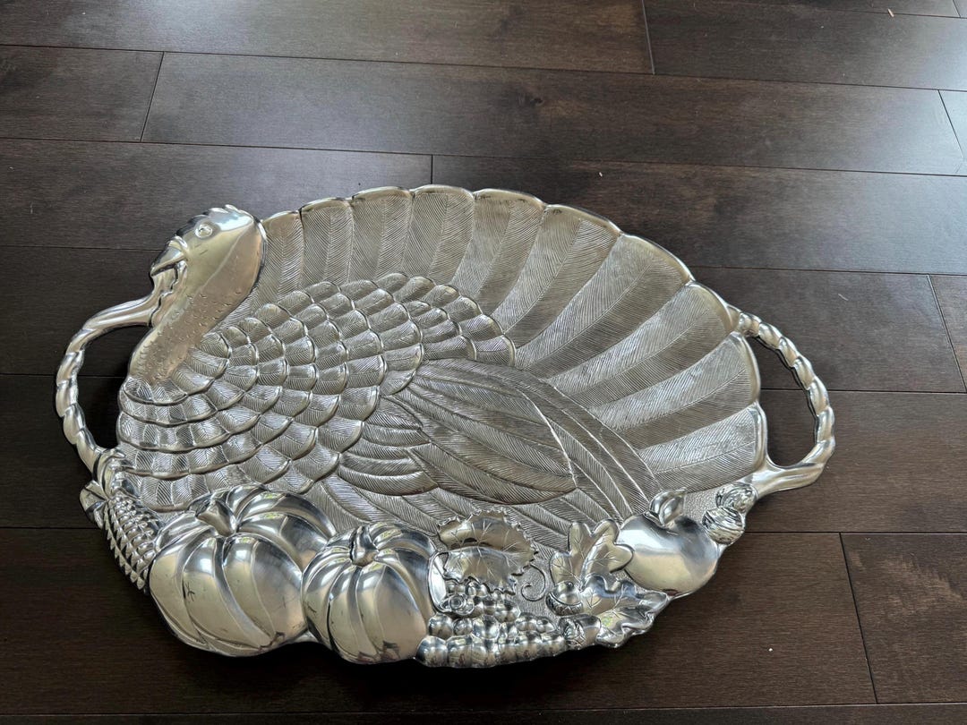 Large Lenox Metal Pewter Serveware Turkey Platter Tray, 24" X 16 1/2" X ...