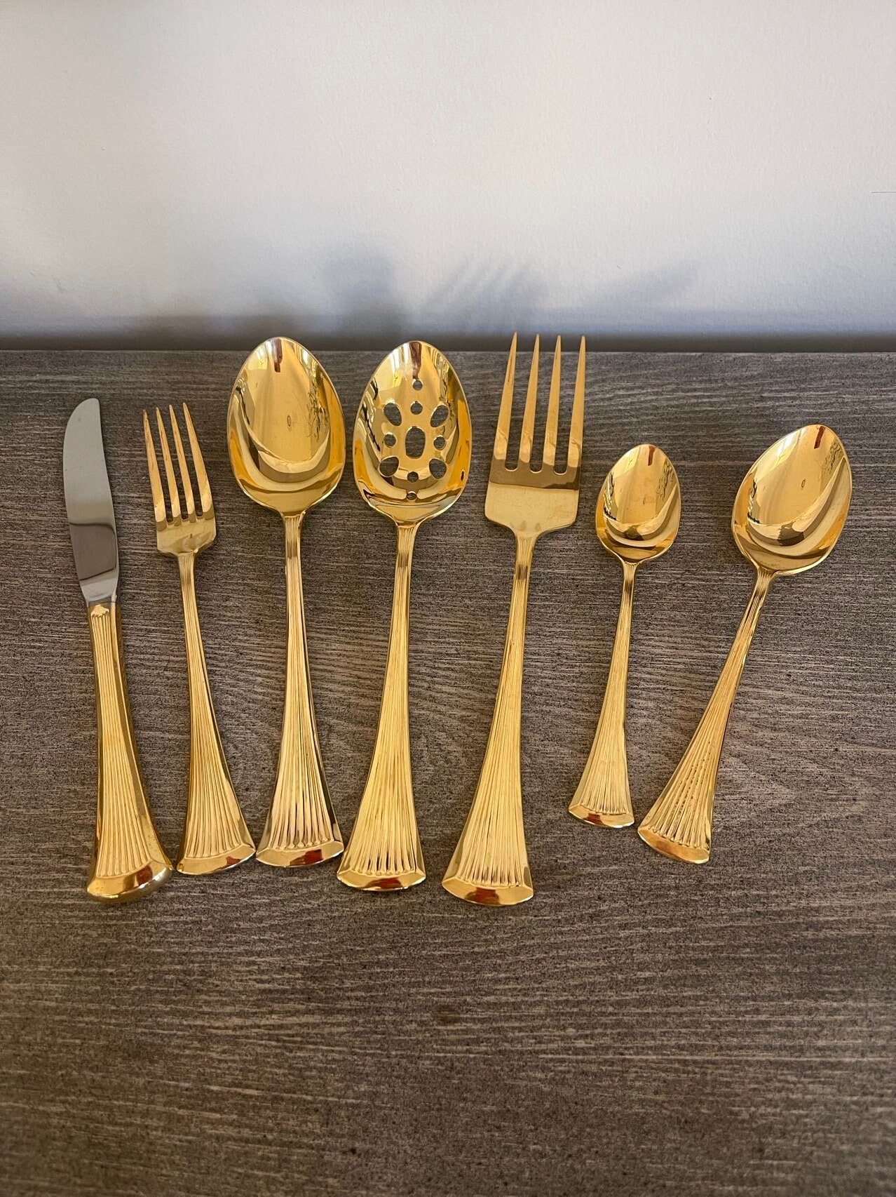 Set of 38 Vintage International LYON Gold Plated Stainless Flatware ...