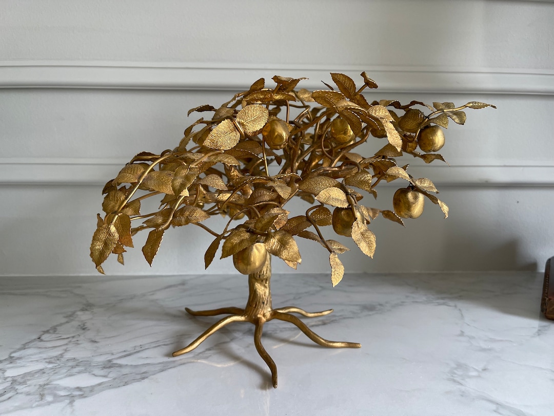 Rare Vintage Gilded Bronze or Brass Golden Apple Tree Sculpture Marked ...