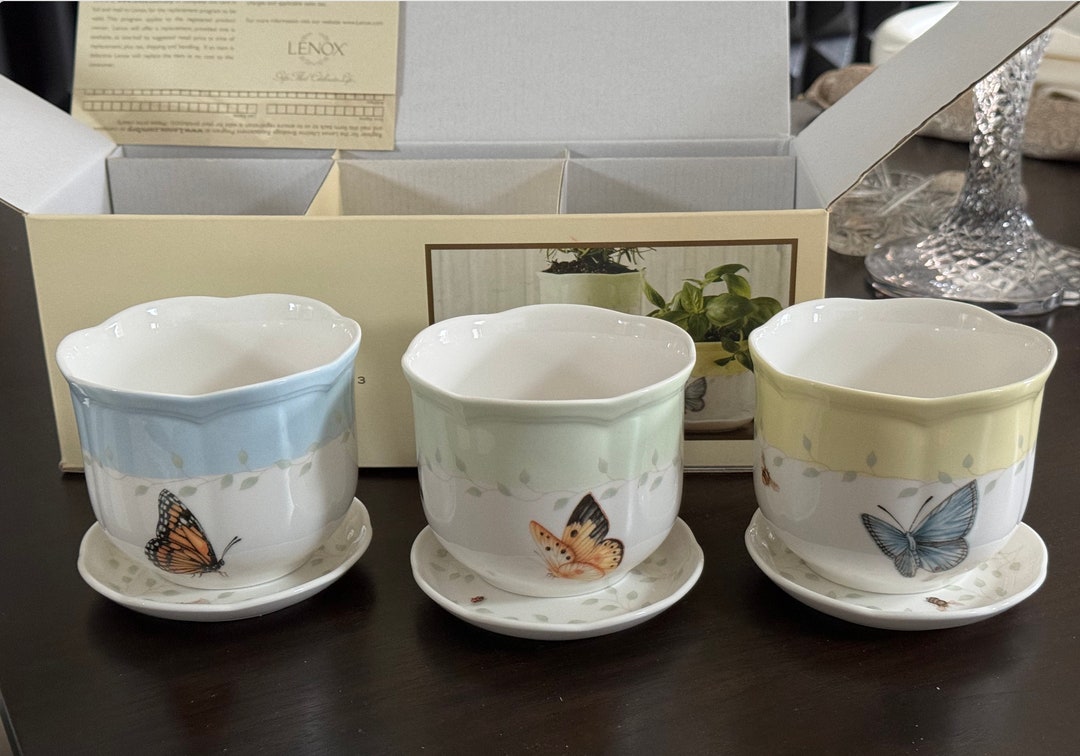 New Set of 3 Lenox Butterfly Meadow Petite Flower Planter in Original ...