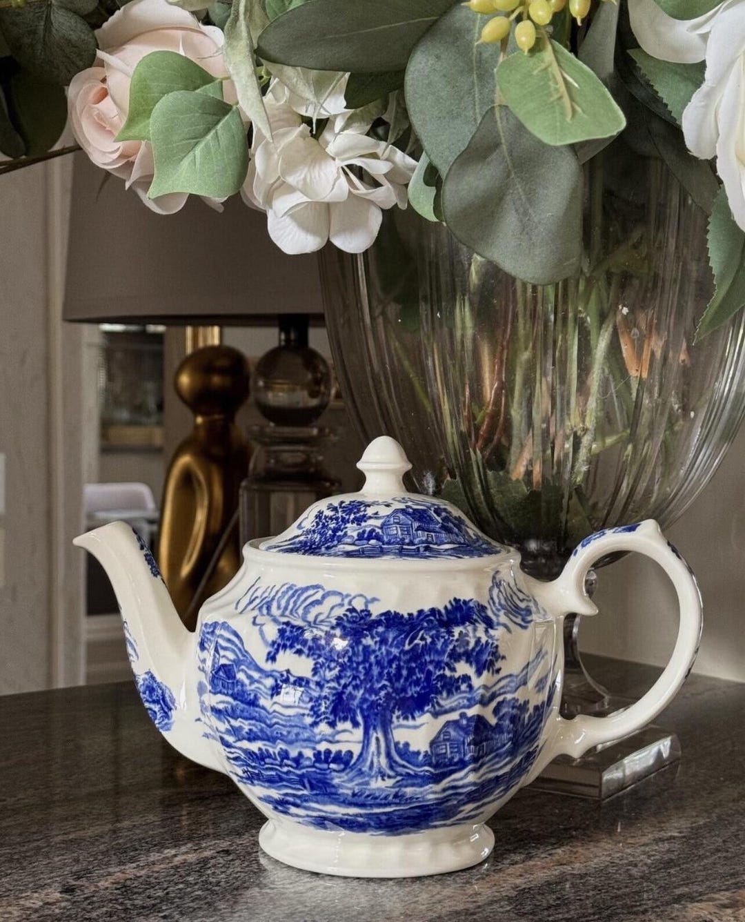 Vintage Windsor England White and Blue Willow Teapot 9x6.5” - Etsy