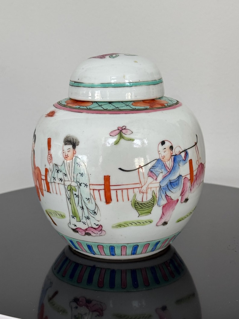 19th Century Antique China Export Porcelain Famille Rose Ginger Jar ...